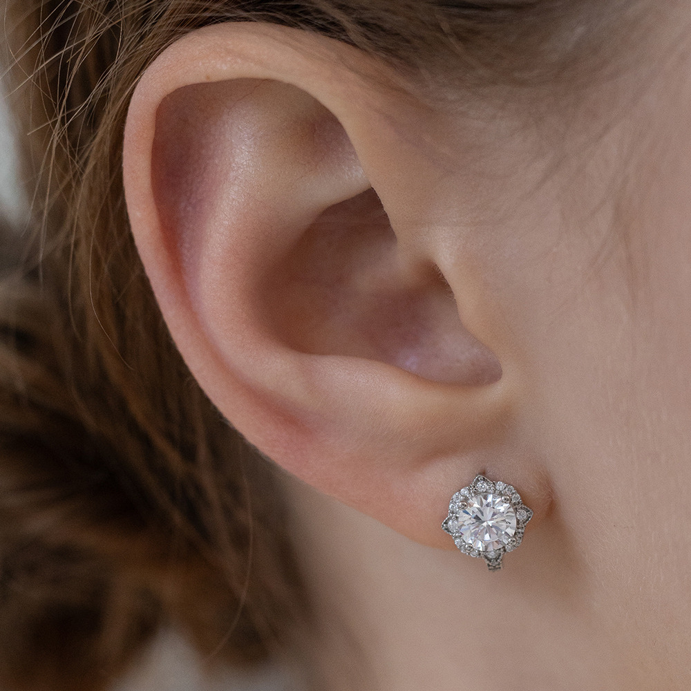 (실버925) 러스터 블룸 쿠션 후프 귀걸이 EC3187 - HAGO(하고)