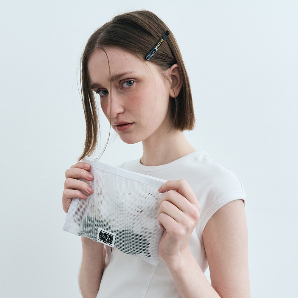 CLASSIC LOGO MESH POUCH white - HAGO(하고)