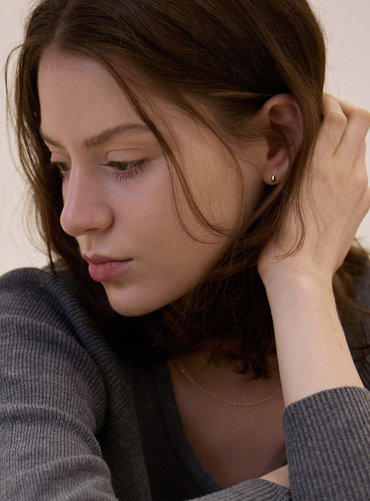 [실버925] 마이크로 그레인 귀걸이 - HAGO(하고)