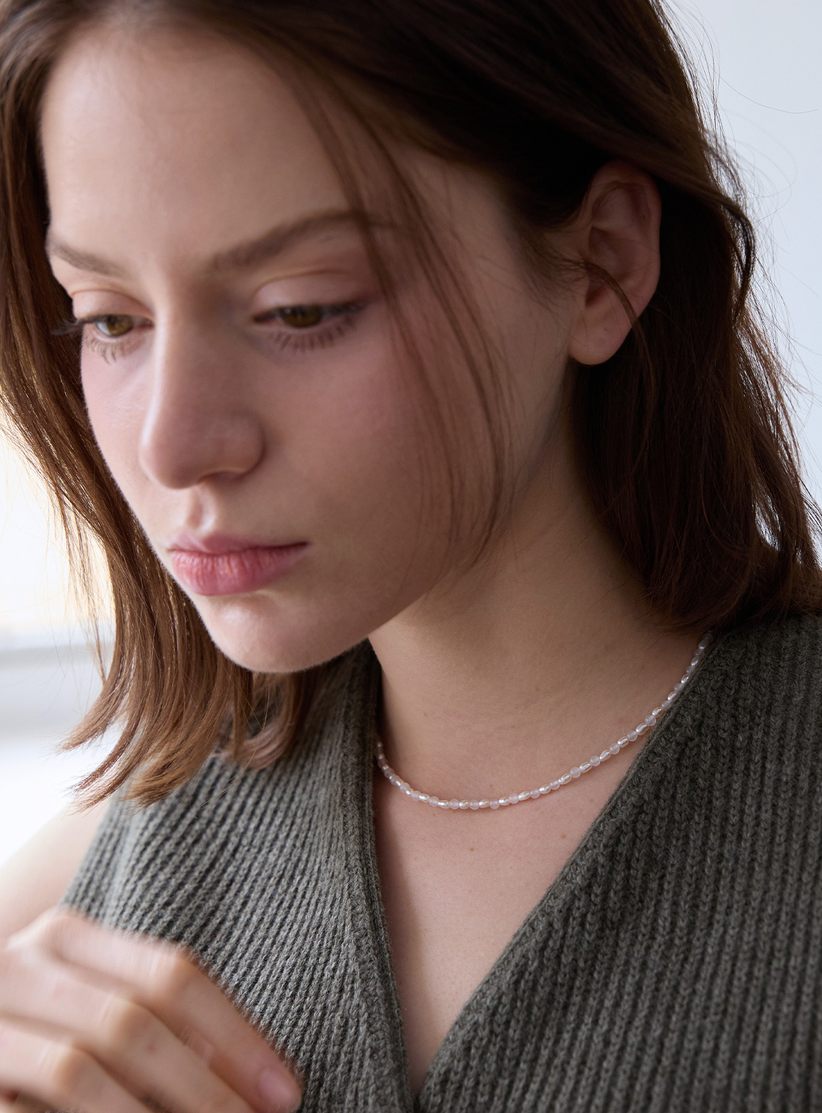 [실버925] 뉴아쥬 제이드 담수진주 목걸이 - HAGO(하고)