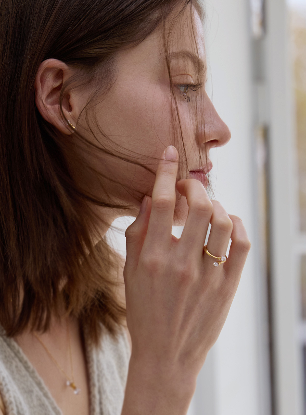 [실버925] 폴링 듀 오픈 반지 - HAGO(하고)