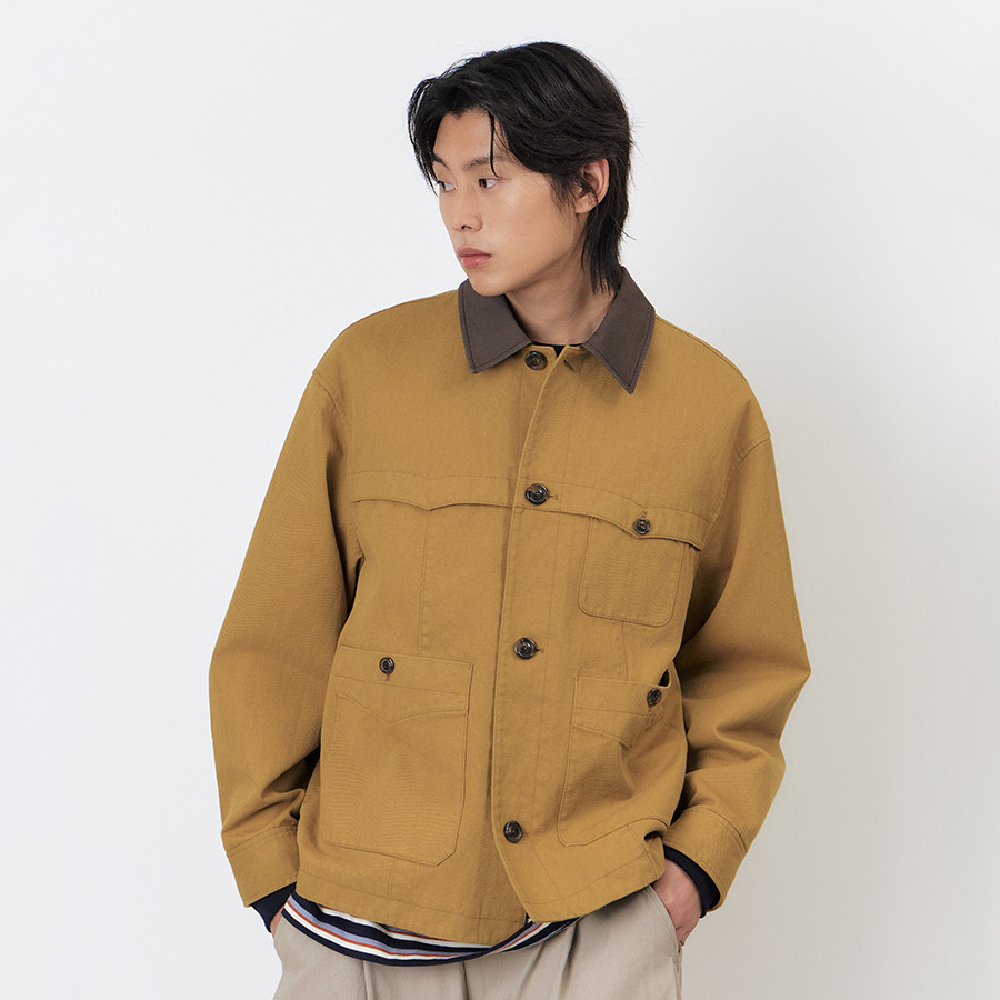 WESTERN LAYERED WORK JACKET (MUSTARD) - HAGO(하고)