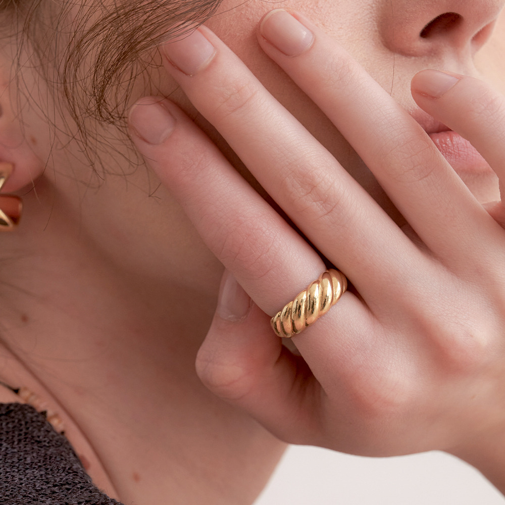 bold rope ring (R002_gold) - HAGO(하고)