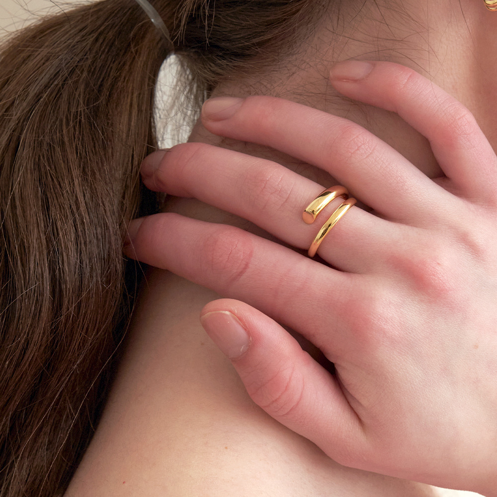 sharp finish two line ring (R004_gold) - HAGO(하고)