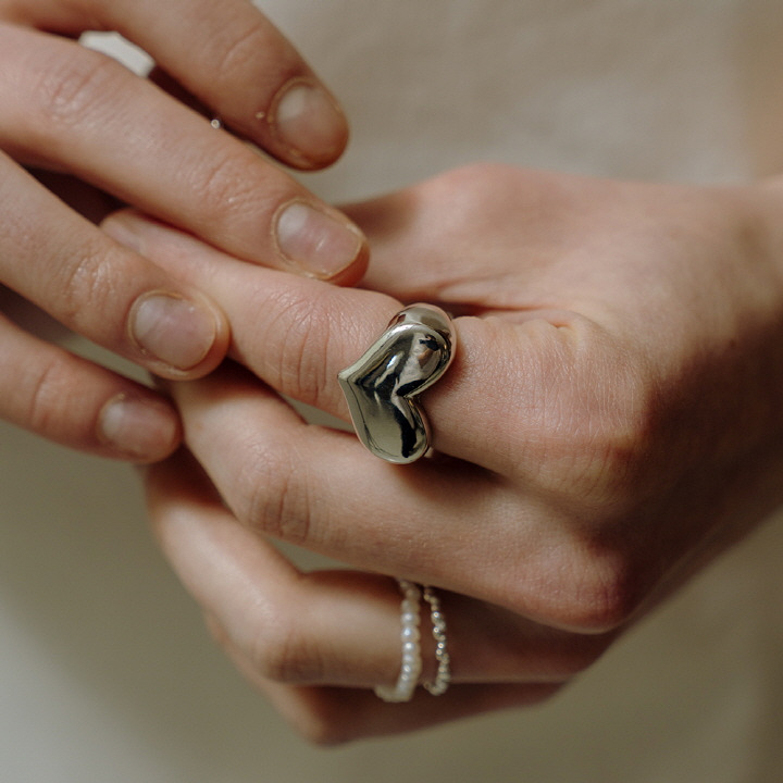 SD017 Bold heart ring - HAGO(하고)