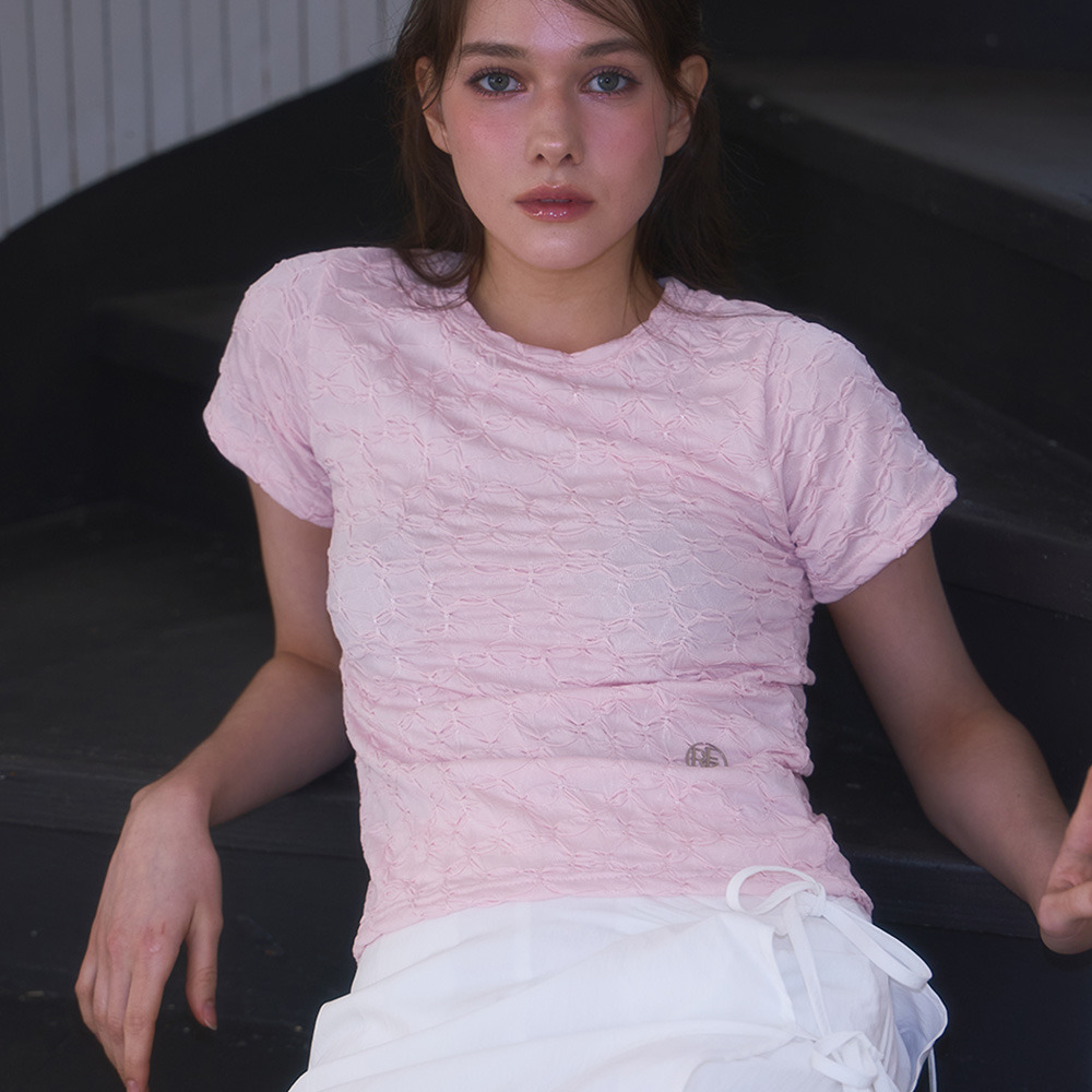 Wrinkle Slimfit T-shirt [Pink] - HAGO(하고)