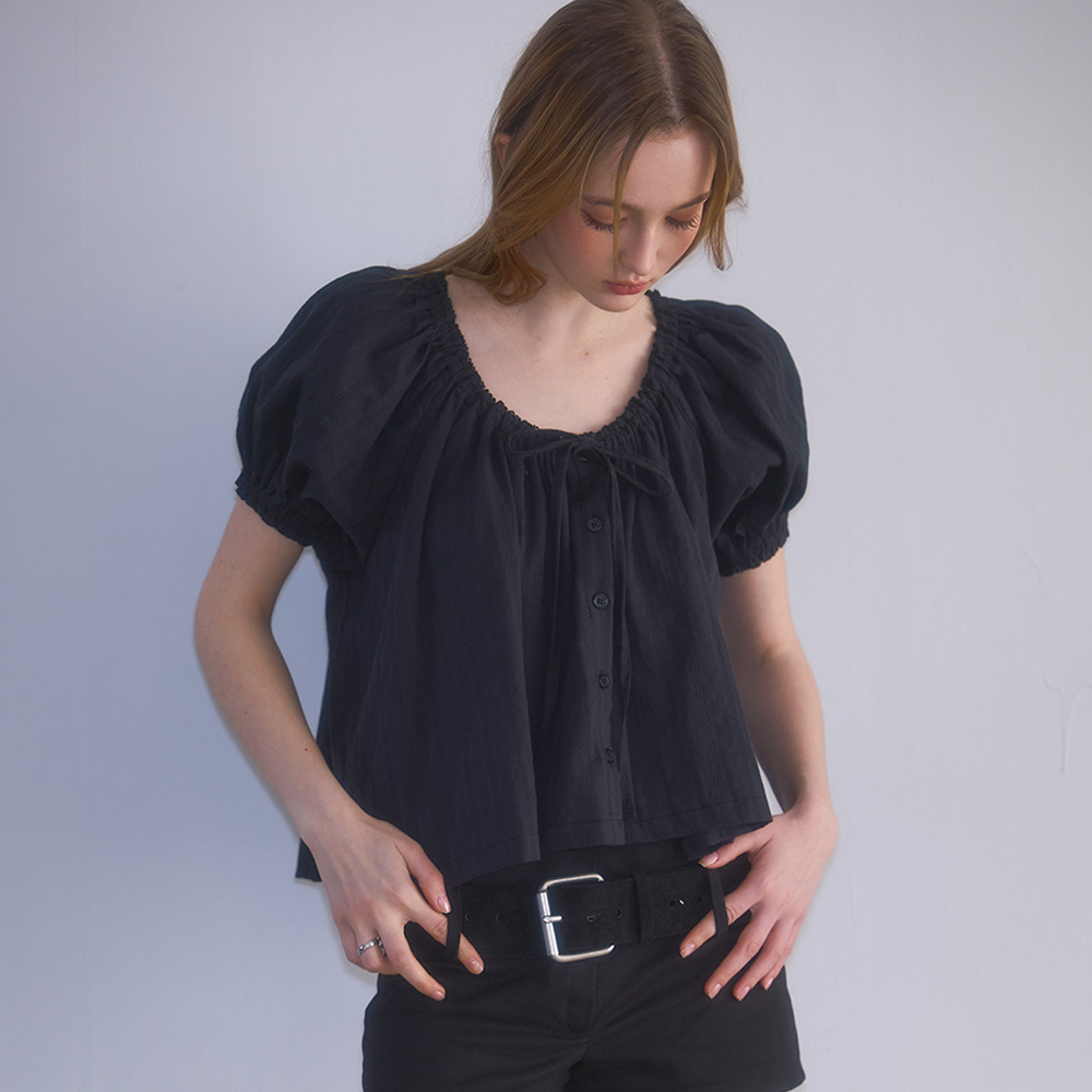 Puff Ribbon Blouse [Black] - HAGO(하고)