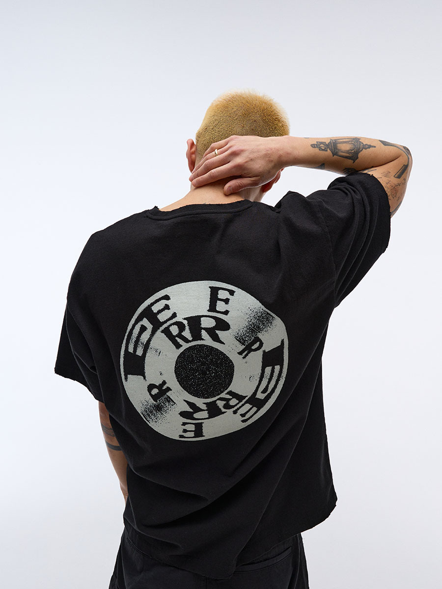 EEERRR Record artwork damage washing T-shirt (Black) - HAGO(하고)
