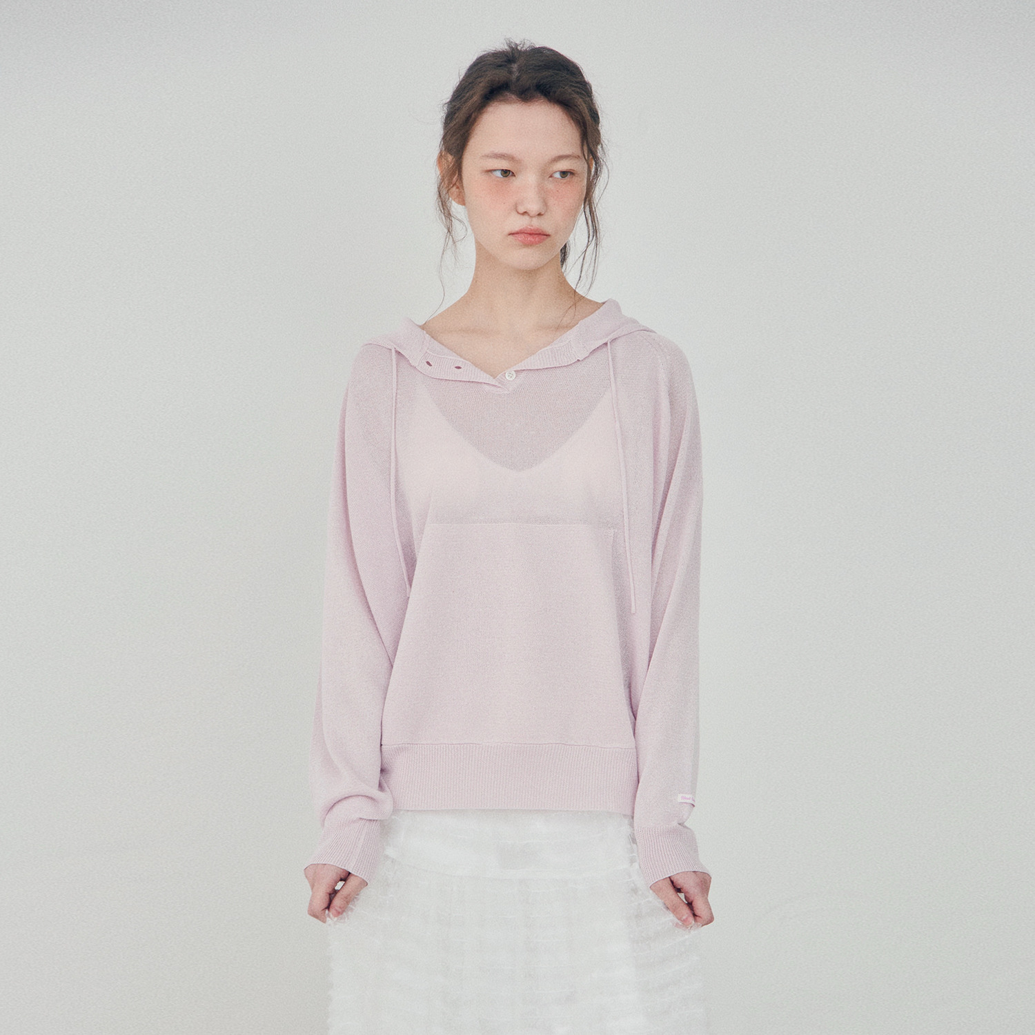 (5/1 예약 발송) 썸머 시스루 루즈핏 후드 니트_Lavender - HAGO(하고)