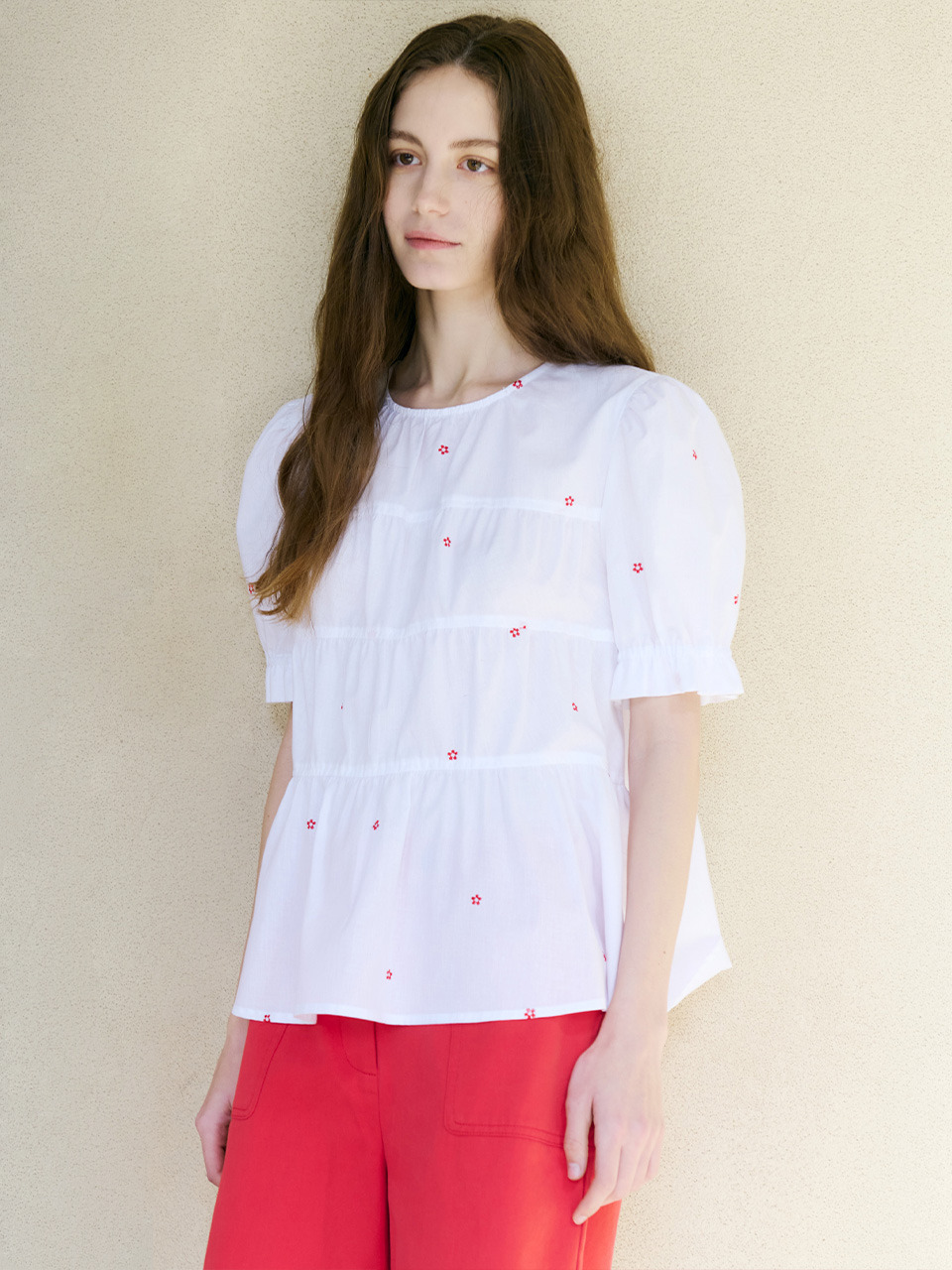 Tiered A-Line Shirring Blouse VC2533BL417M_3color - HAGO(하고)