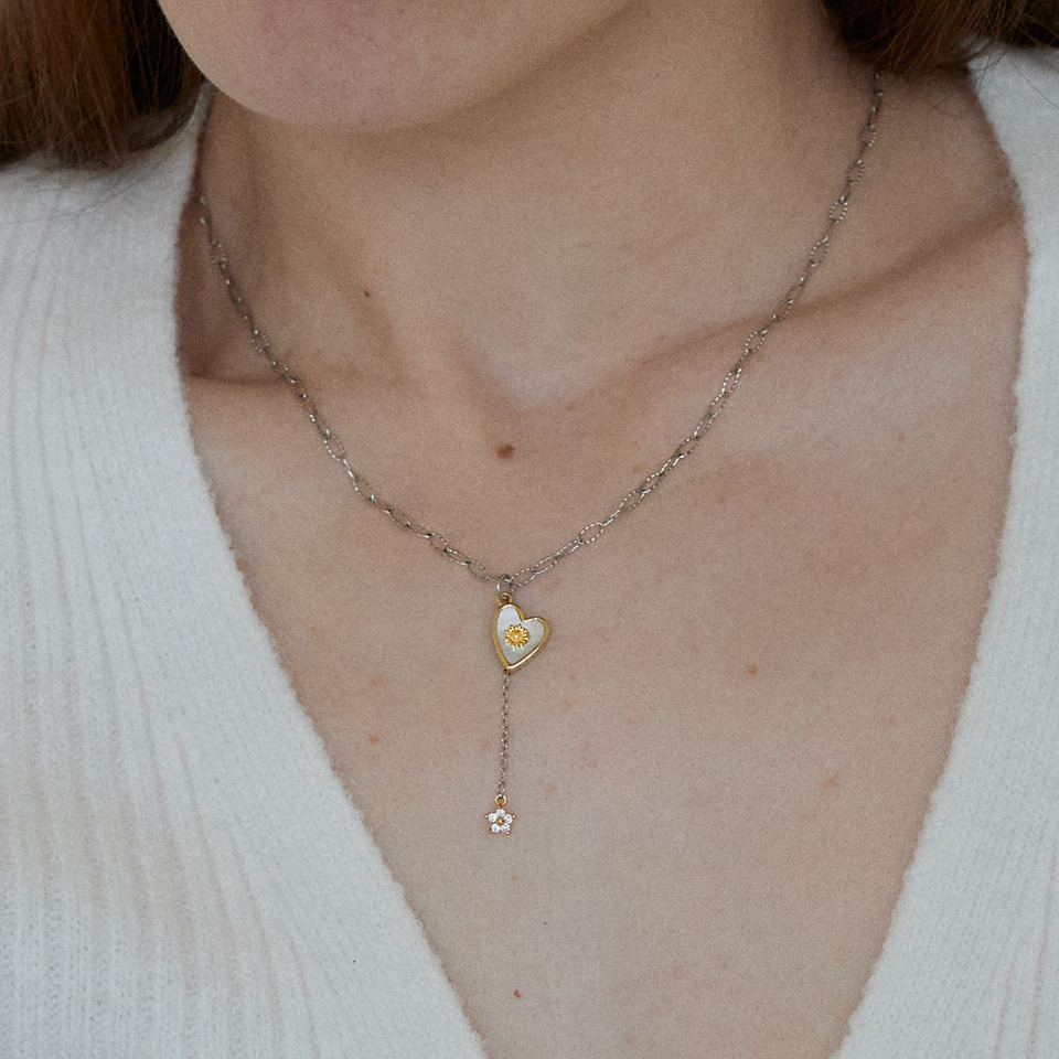 Heart shell and drop star combi necklace - HAGO(하고)