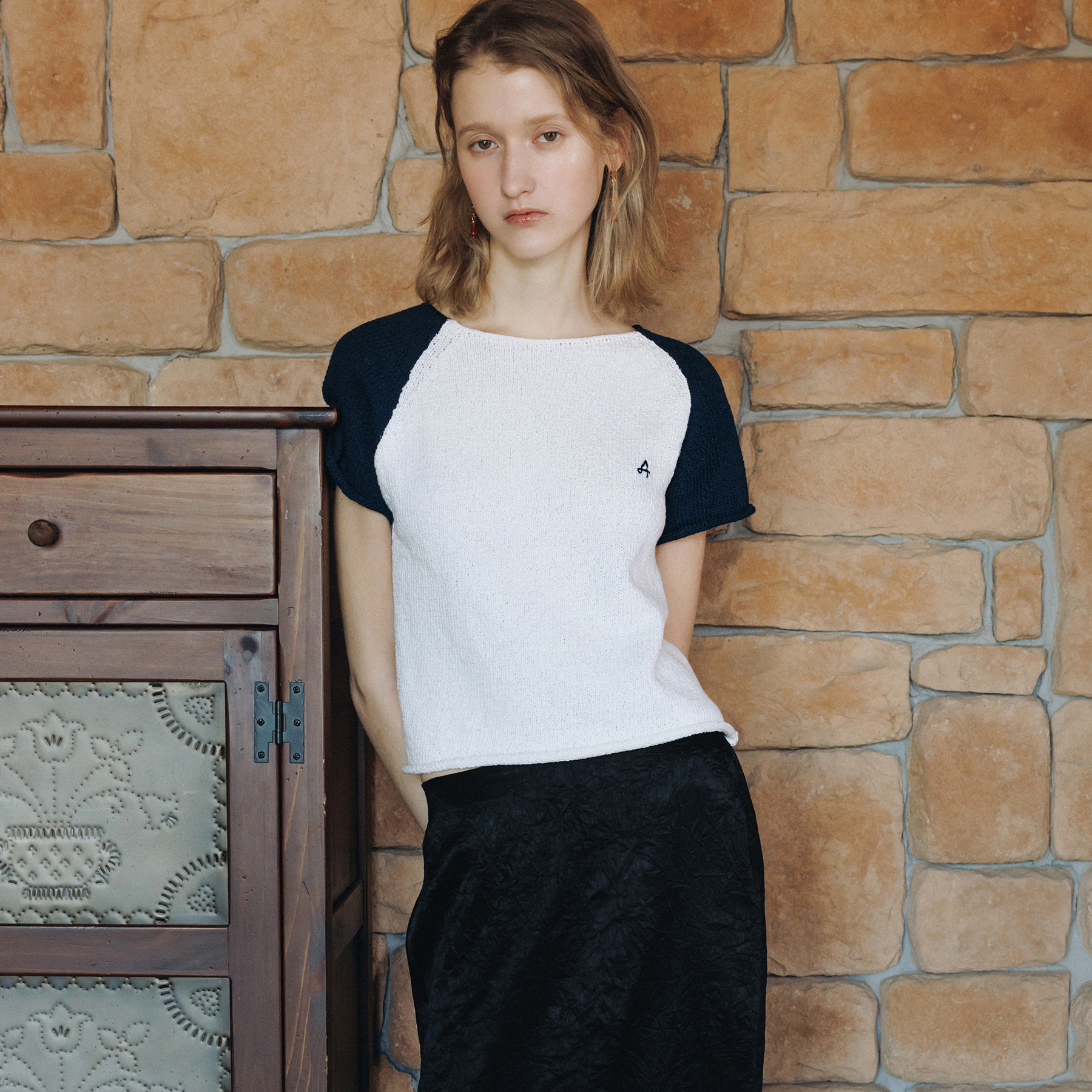 Morgan raglan half knit (navy) - HAGO(하고)