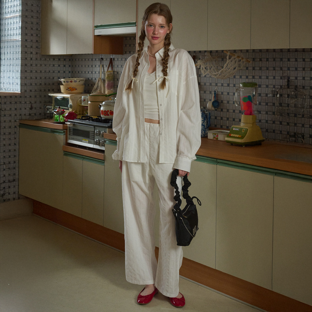 Rope-Wide Cotton Pants White - HAGO(하고)