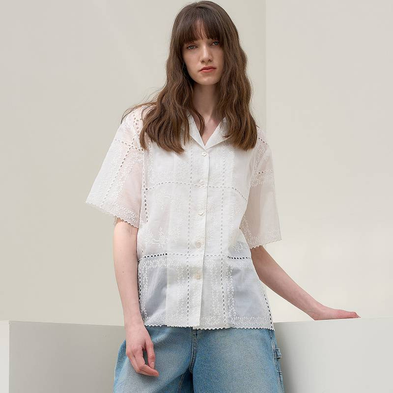 LACE SHEER BLOUSE_WHITE - HAGO(하고)