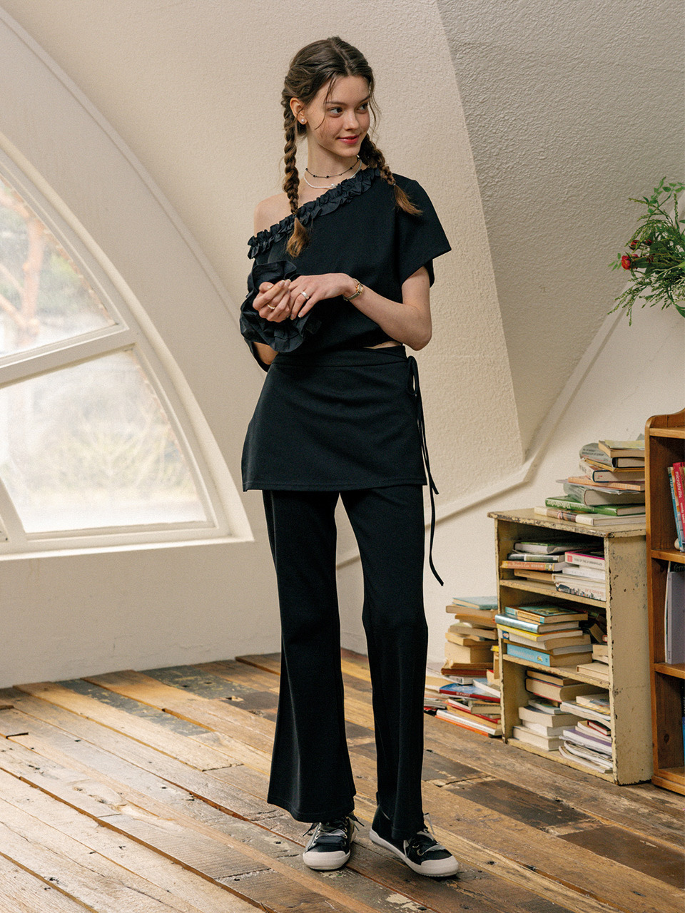 DD_Off the shoulders and pants set_BLACK - HAGO(하고)