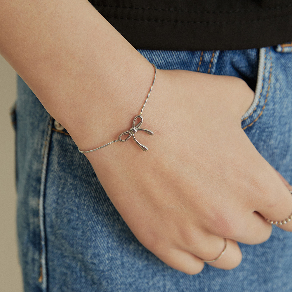 Vintage ribbon bracelet - silver - HAGO(하고)