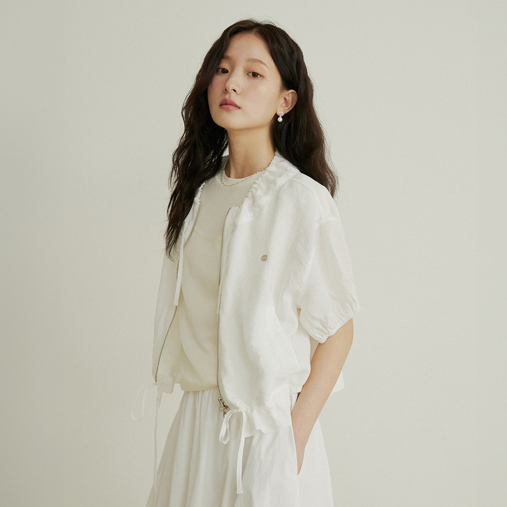 Shirring half windbreaker - white - HAGO(하고)