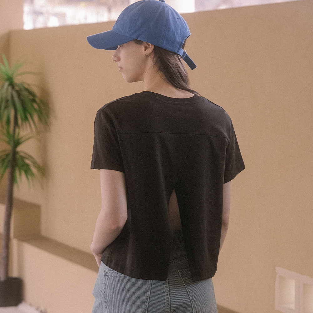 Back slit basic t-shirt TISU03TS11_Black - HAGO(하고)