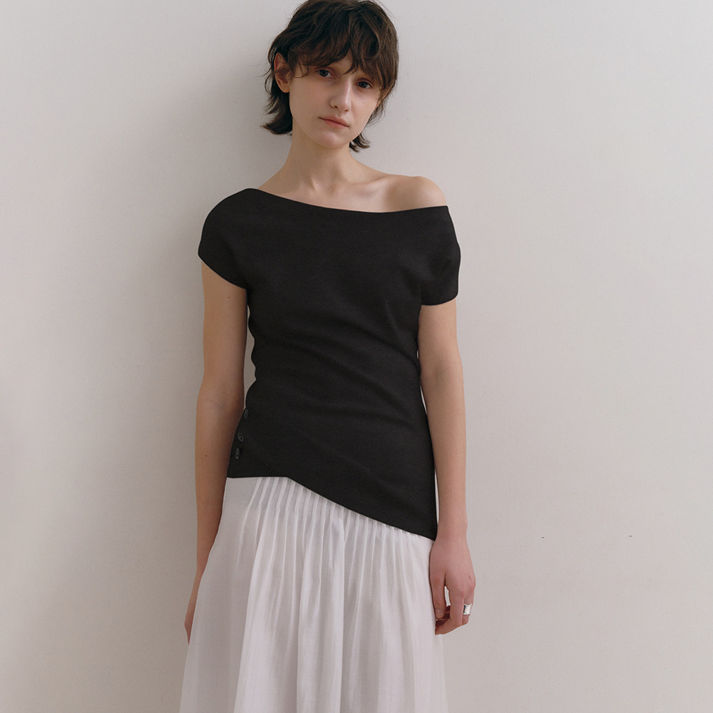 HEM SLIT BOATNECK KNIT [BLACK] - HAGO(하고)