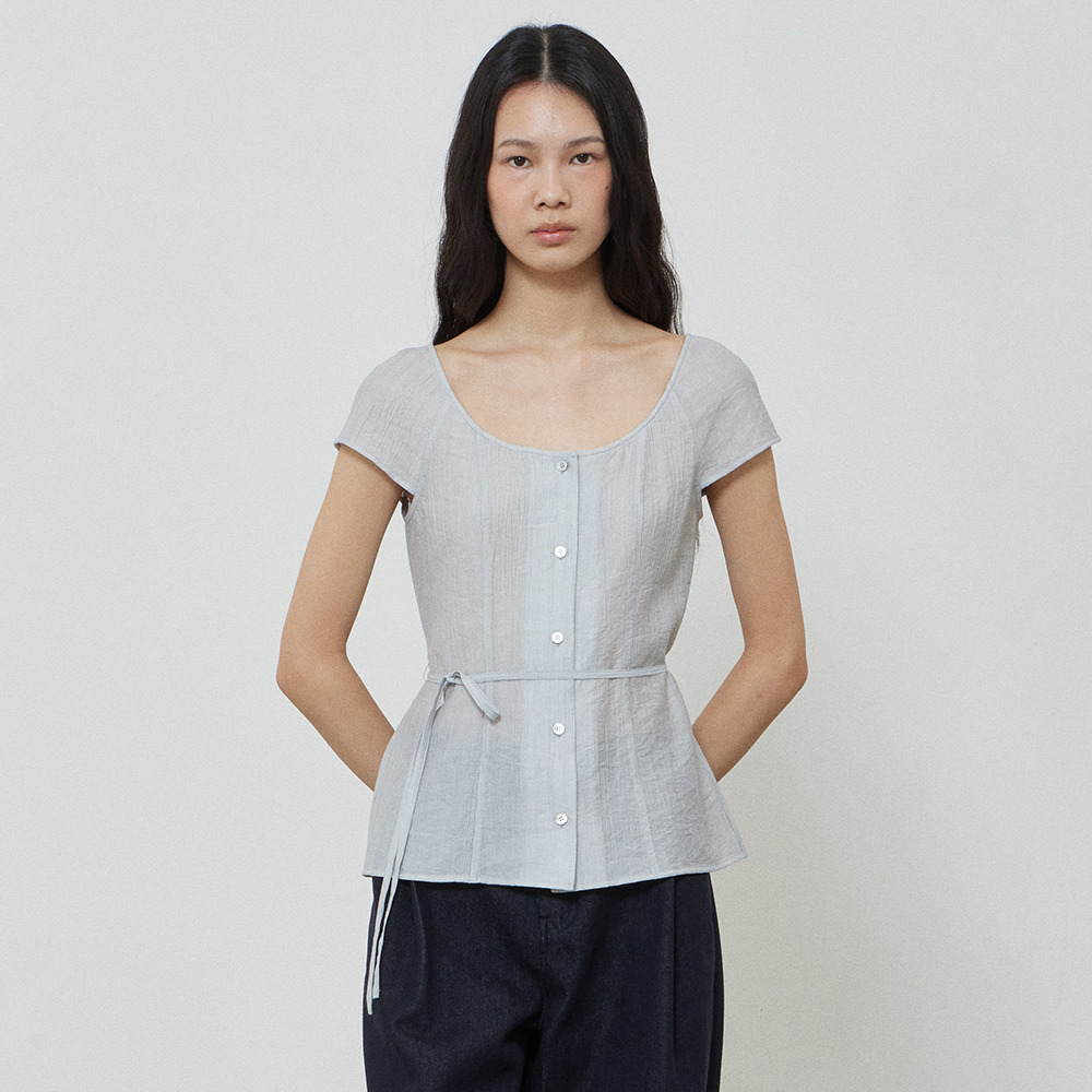 WIDE NECK BLOUSE - LIGHT BLUE - HAGO(하고)