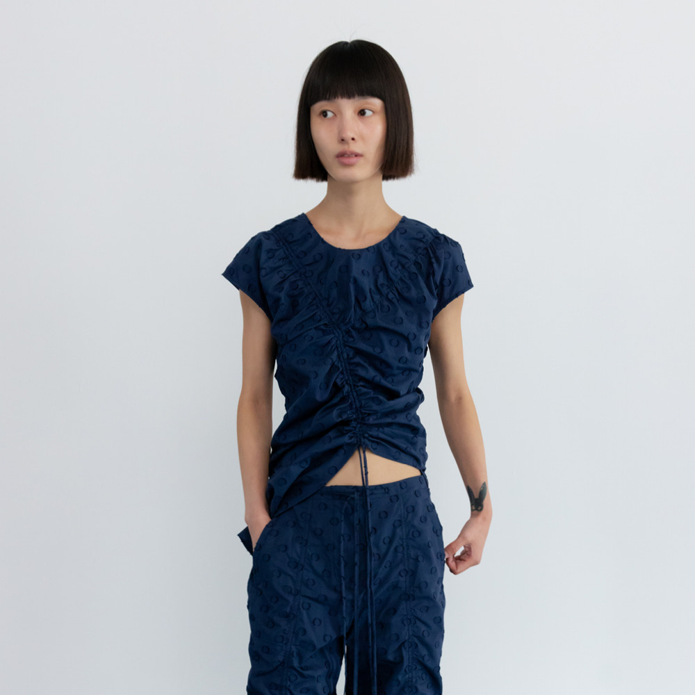 POLKA DOT STRING TOP / NAVY - HAGO(하고)