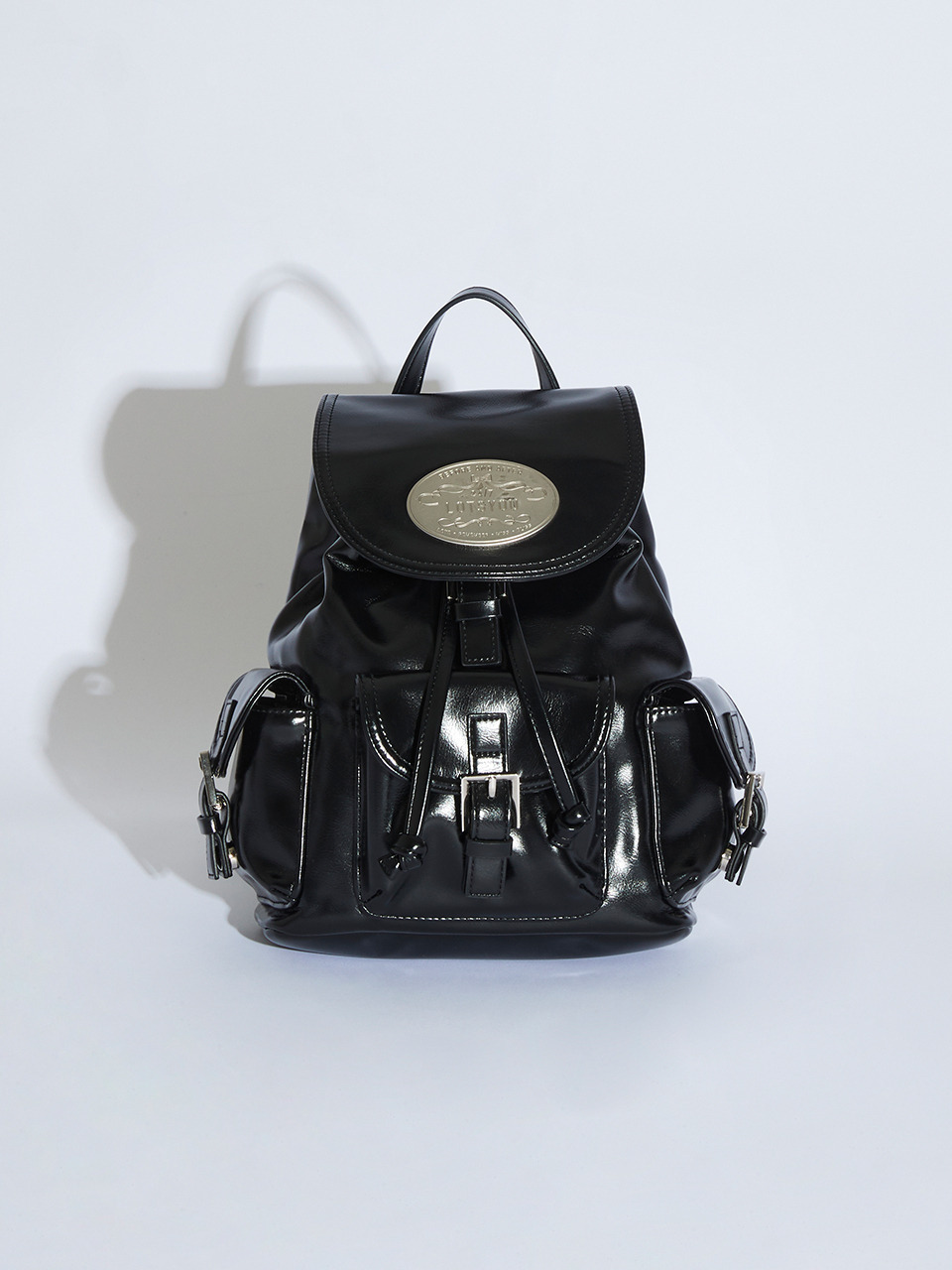 lotsyou_ Nostalgia chubby Backpack Leather Black - HAGO(하고)