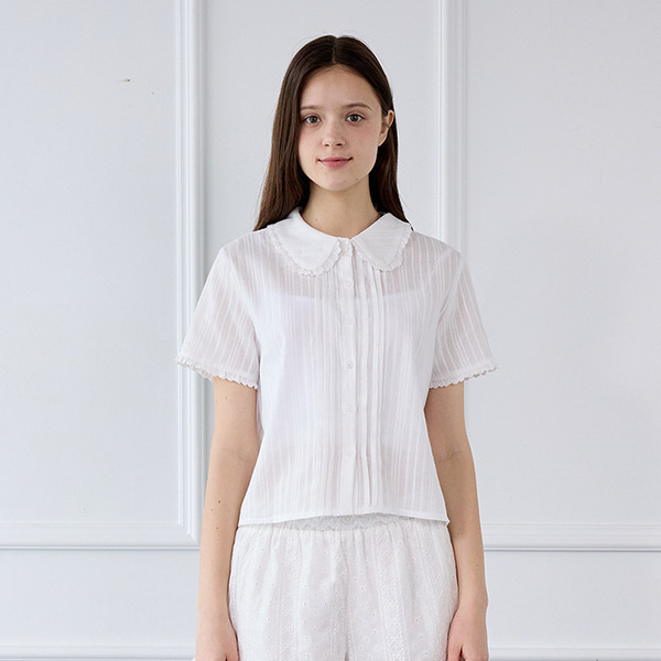 SWEETIE COLLAR HALF BLOUSE_IVORY - HAGO(하고)