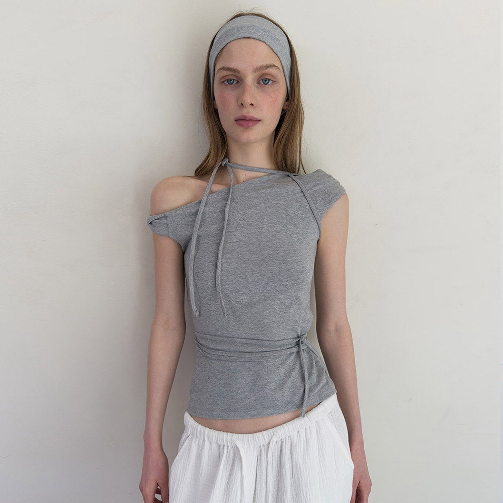 STRING OFF SHOULDER TOP (melange grey) - HAGO(하고)