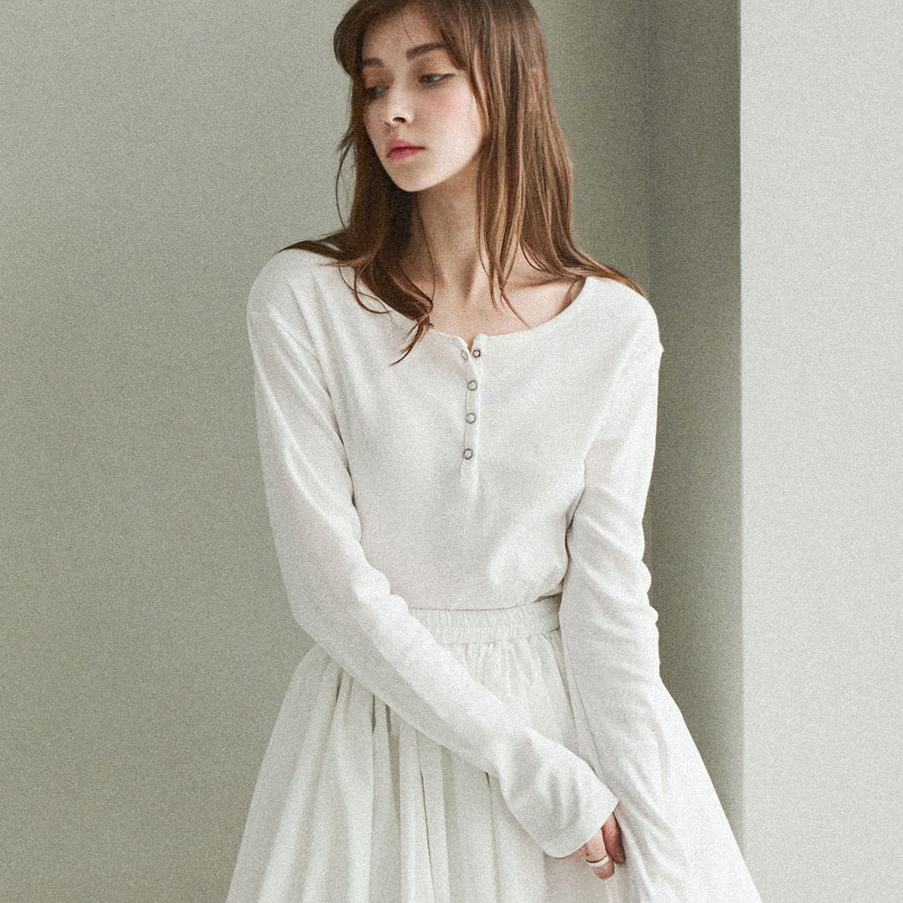 Basic snap sleeve t-shirt - HAGO(하고)