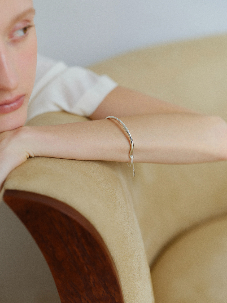 [단독~5.21][VEI] 925 silver SIGNATURE CHAIN BANGLE - HAGO(하고)