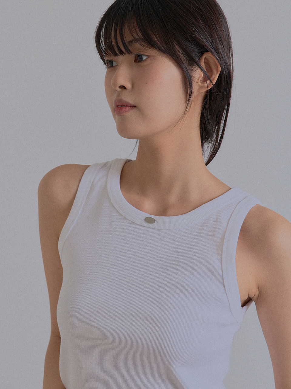 Essential Ribbed Tank Top_White - HAGO(하고)
