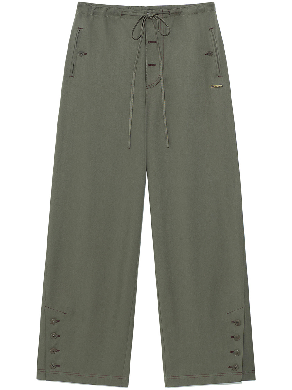 BUTTON POINT STRING WIDE PANTS IN KHAKI - HAGO(하고)