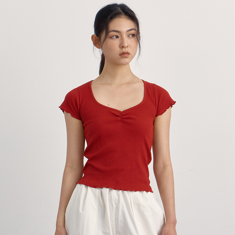 Twist Detail Ribbed Tee_3COLOR - HAGO(하고)