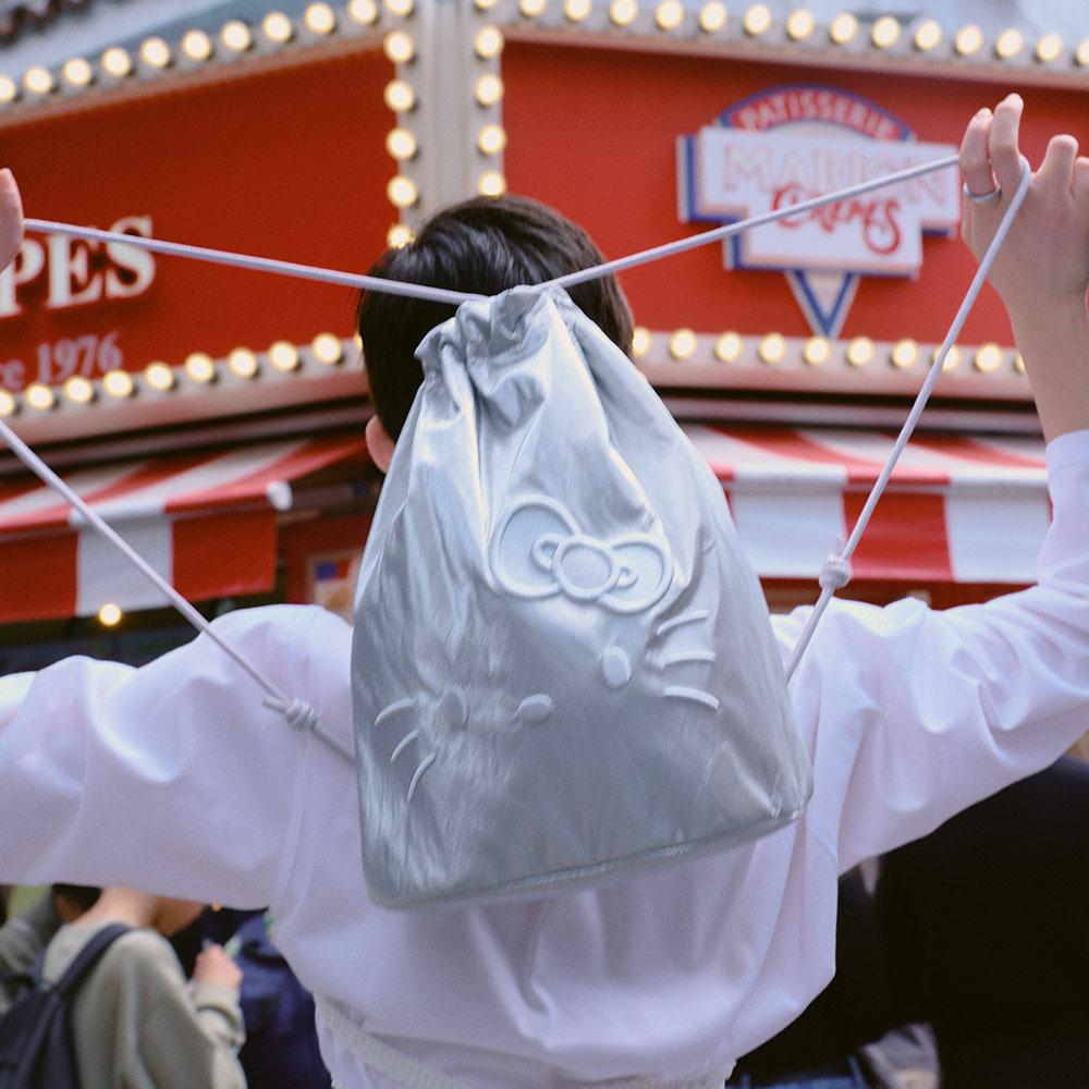 Sleek String Backpack Hello Kitty Silver - HAGO(하고)