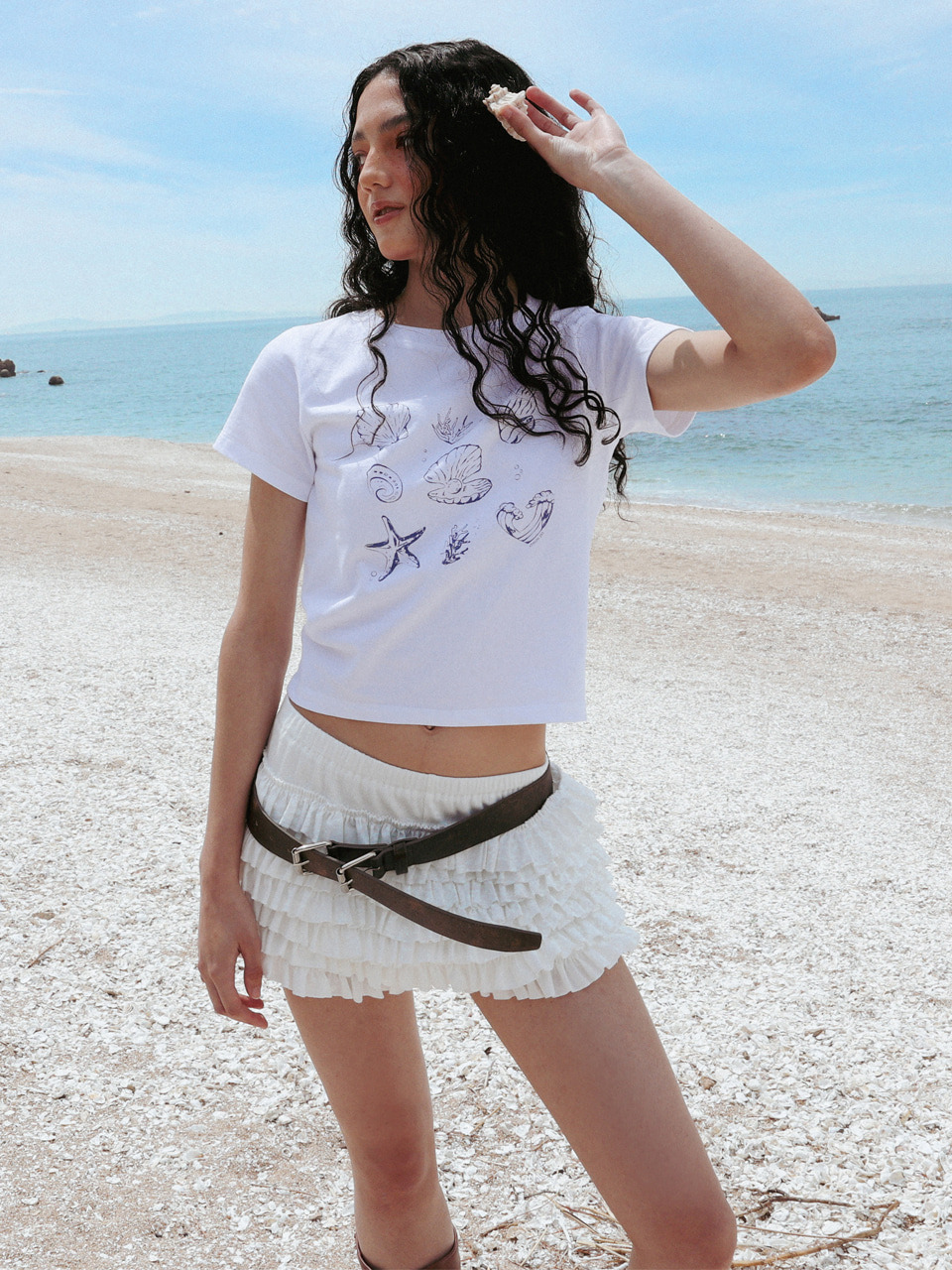 Shell Graphic T-Shirt, White - HAGO(하고)