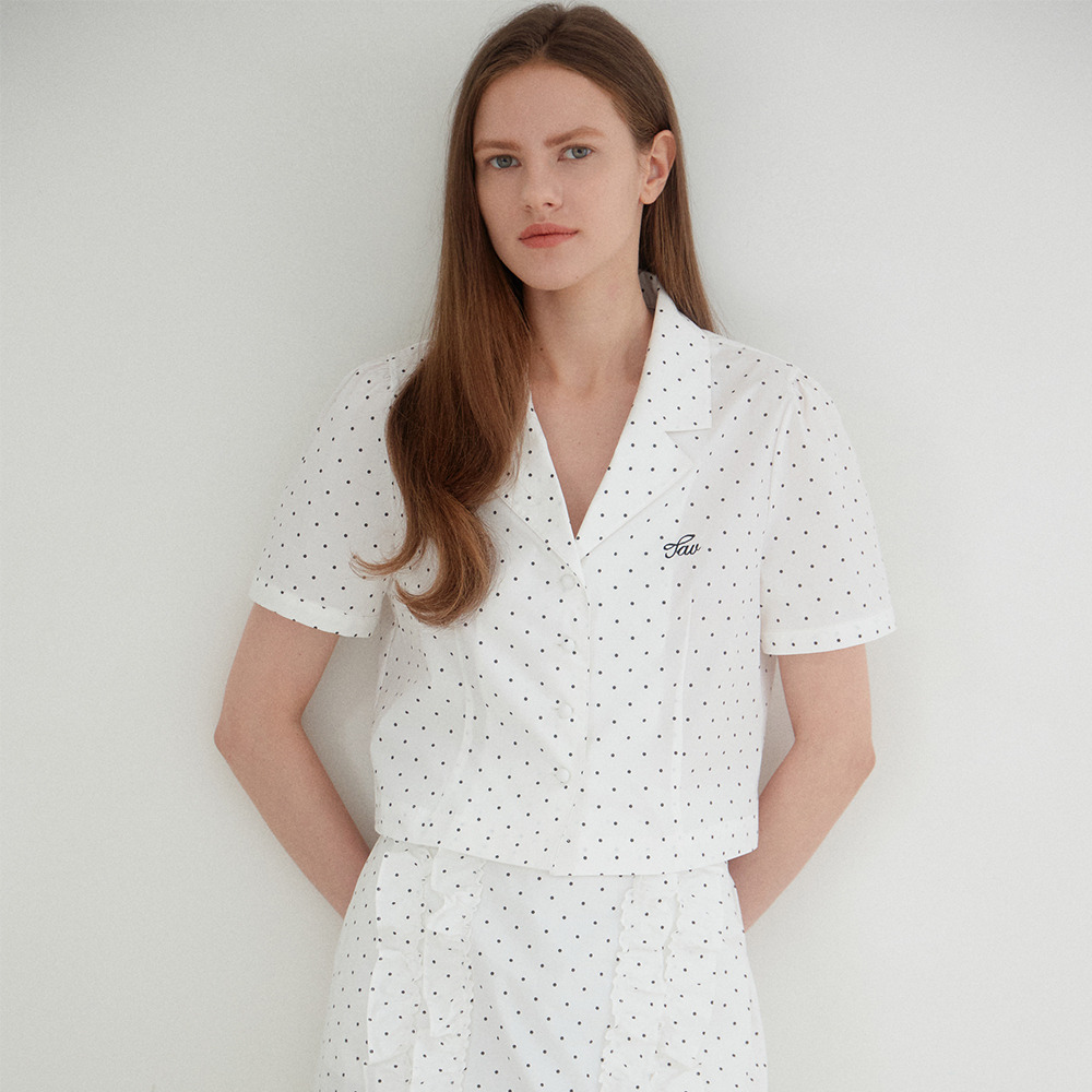 [단독~5.25]Collar Crop Shirts Jacket - Dot - HAGO(하고)