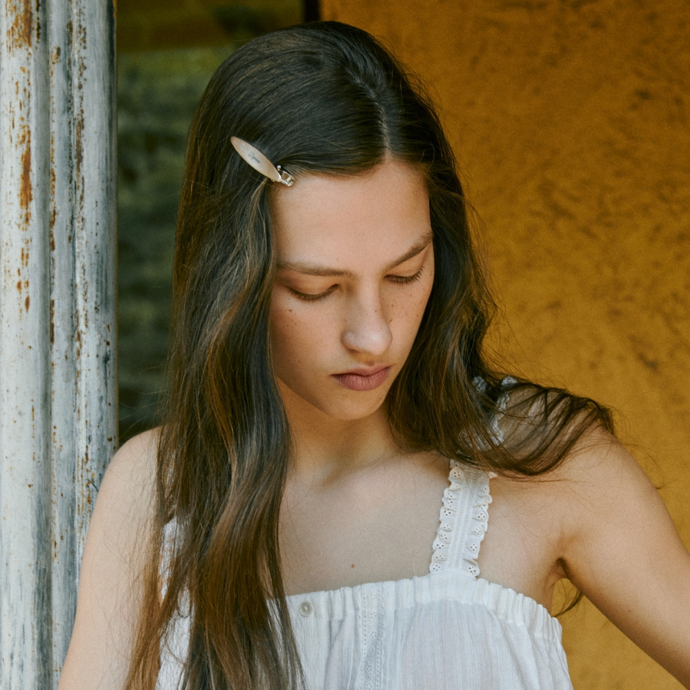 side oval metal pin - silver - HAGO(하고)