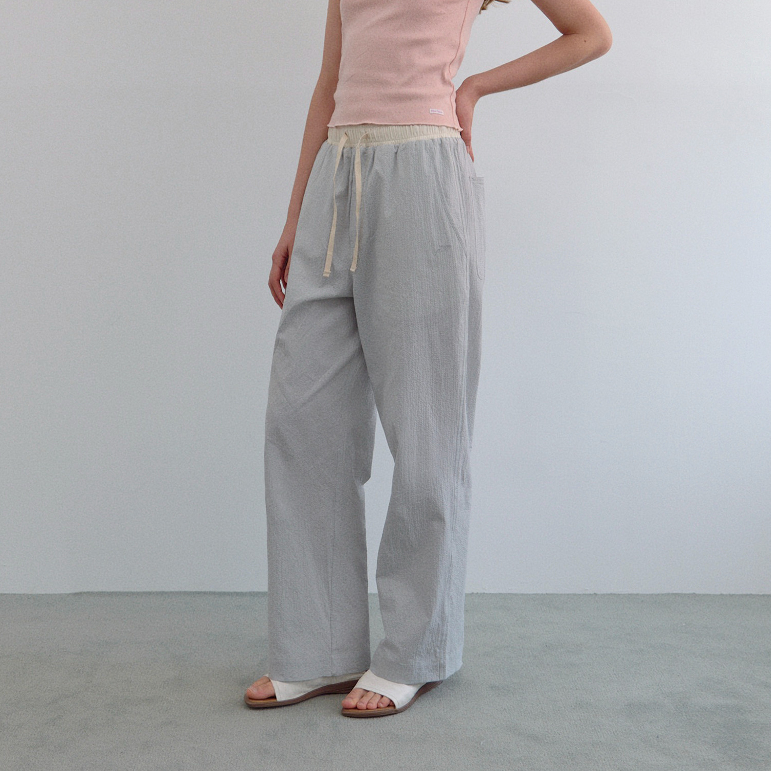 [5%중복쿠폰][기장선택]스플릿 시어서커 팬츠_Sky Foam - HAGO(하고)