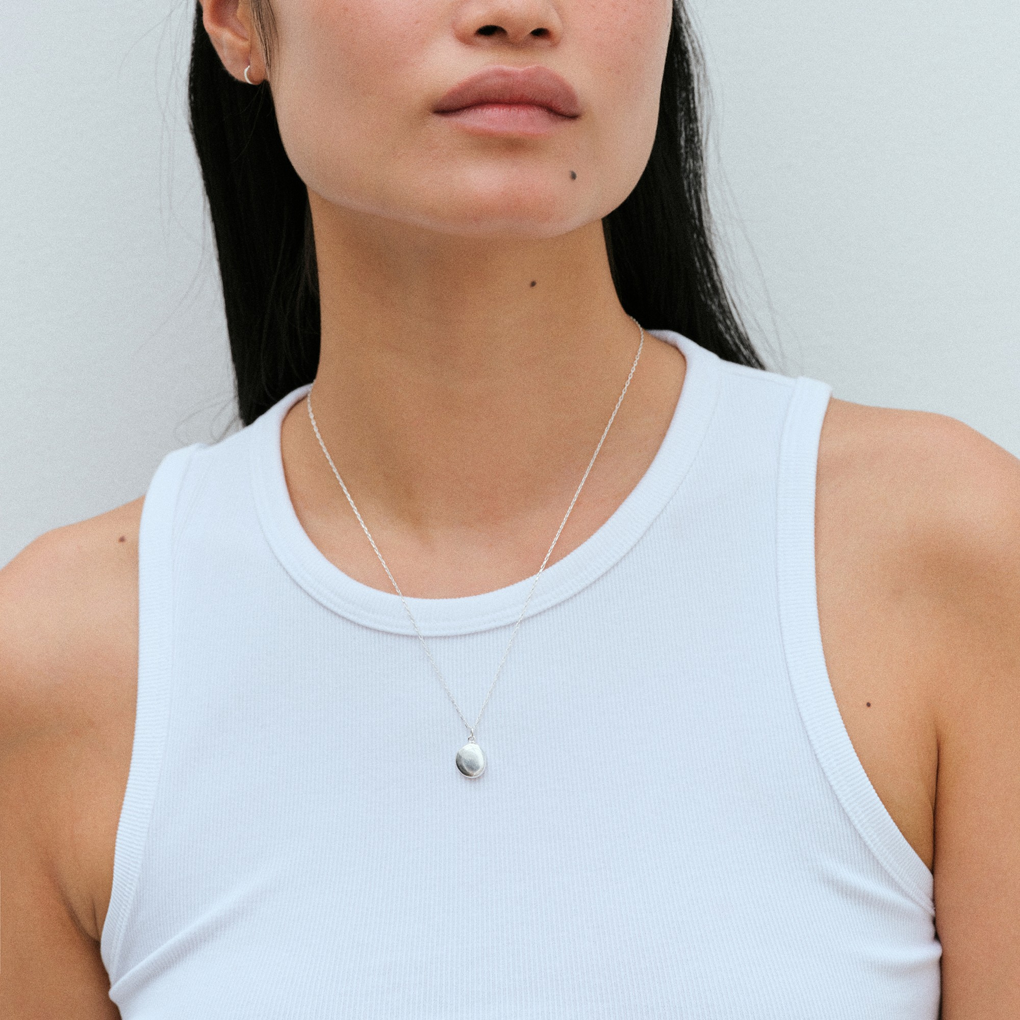 Flat Pendant Necklace - Silver (silver925) - HAGO(하고)