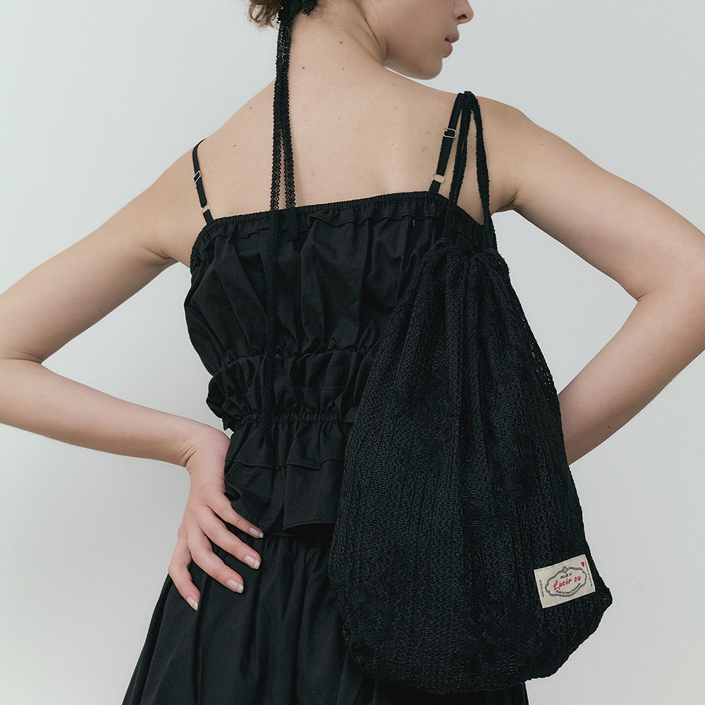 Wildflower Lace String Backpack (black) - HAGO(하고)