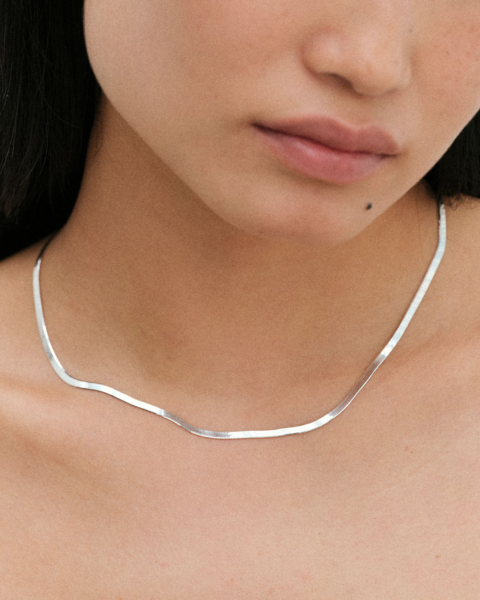 3mm Flat Necklace - Silver (silver925) - HAGO(하고)