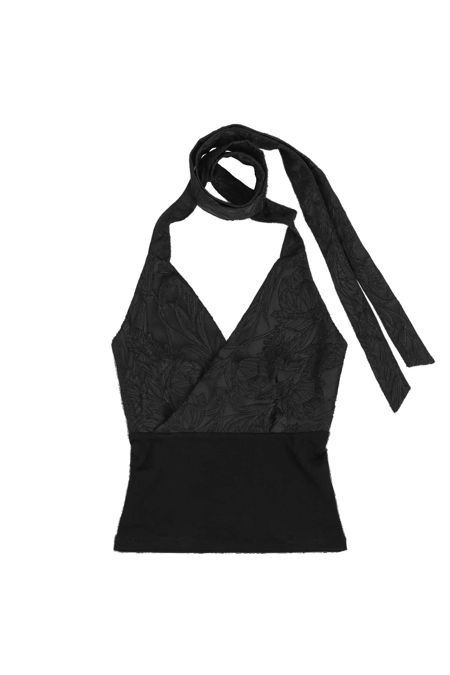 BLACK FLOWER HALTER TOP - HAGO(하고)