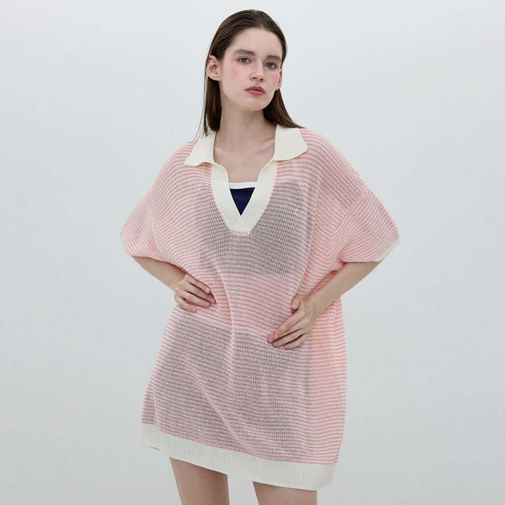 [25SS clove] Stripe Knit Cover Up (Pink) - HAGO(하고)
