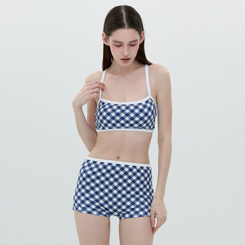 [25SS clove] Gingham Bikini (Dark Navy) - HAGO(하고)