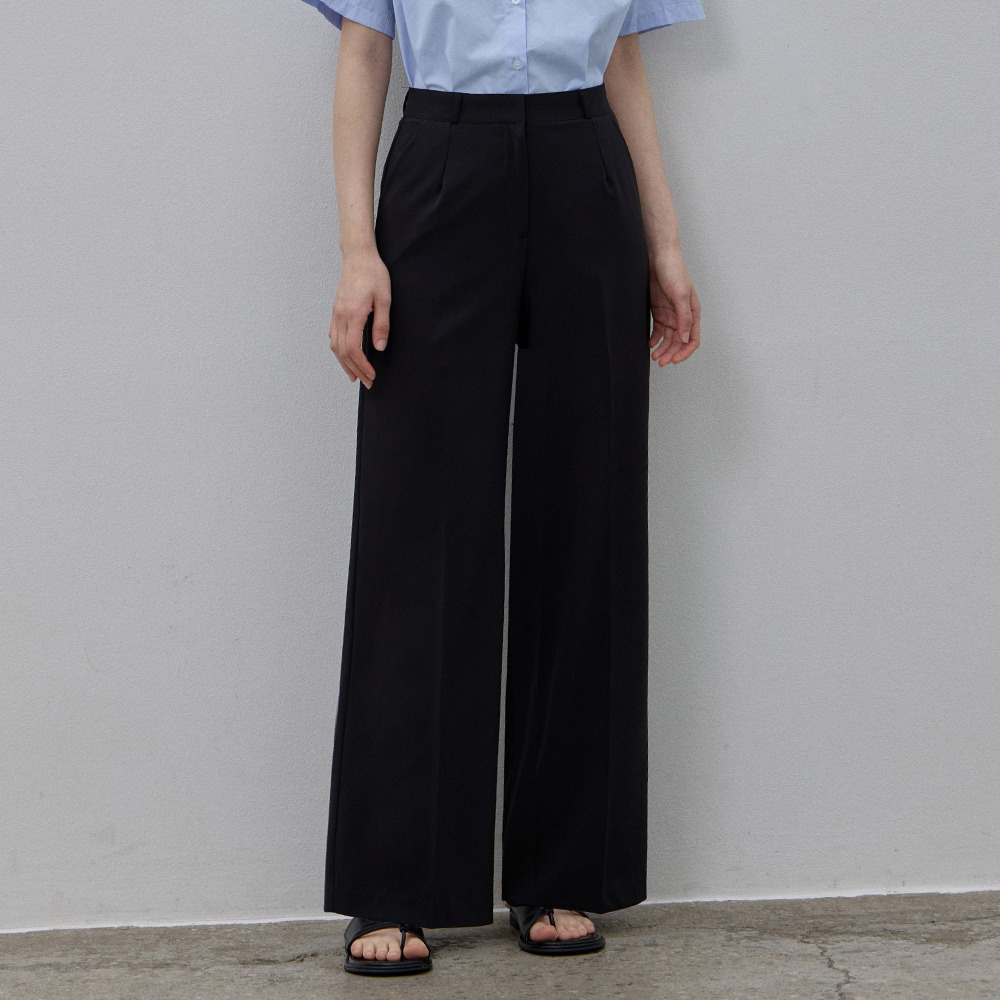 MODERN OBI STRAIGHT SUMMER SLACKS BLACK - HAGO(하고)