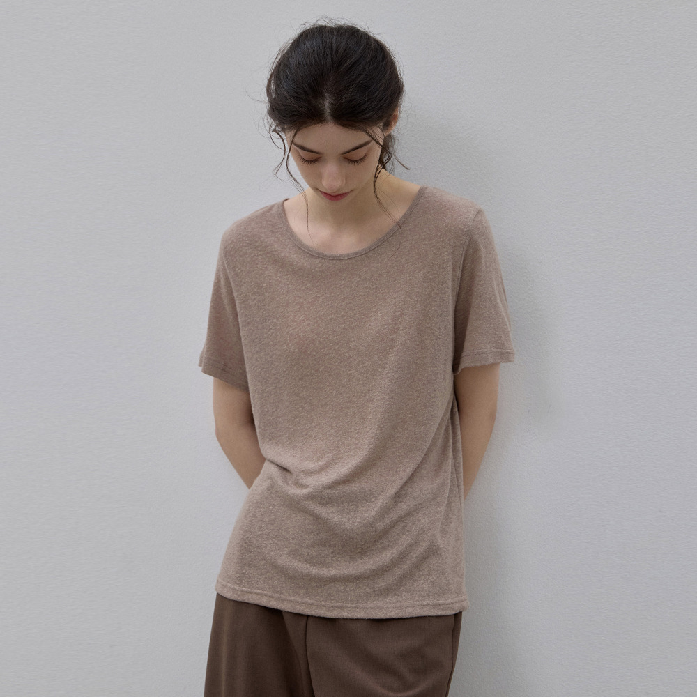 BASIC LINEN T-SHIRT BROWN - HAGO(하고)
