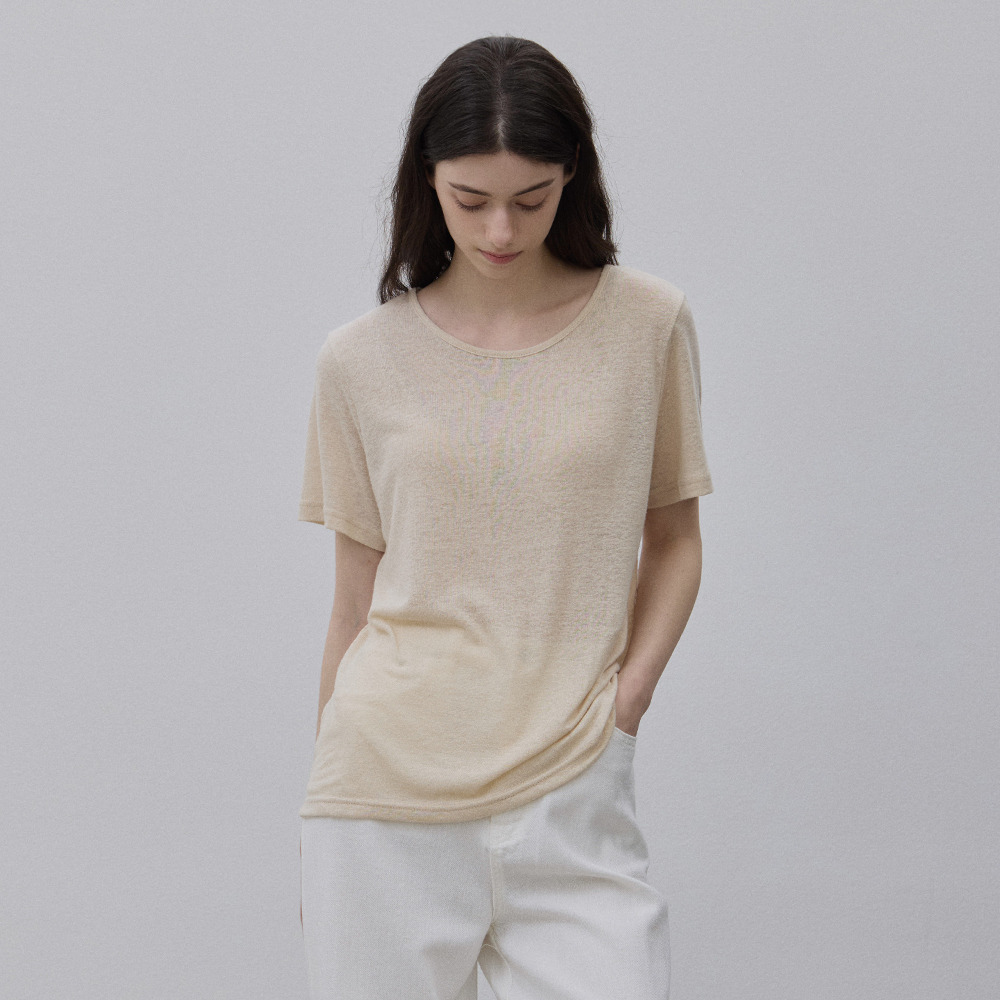 BASIC LINEN T-SHIRT LIGHTBEIGE - HAGO(하고)