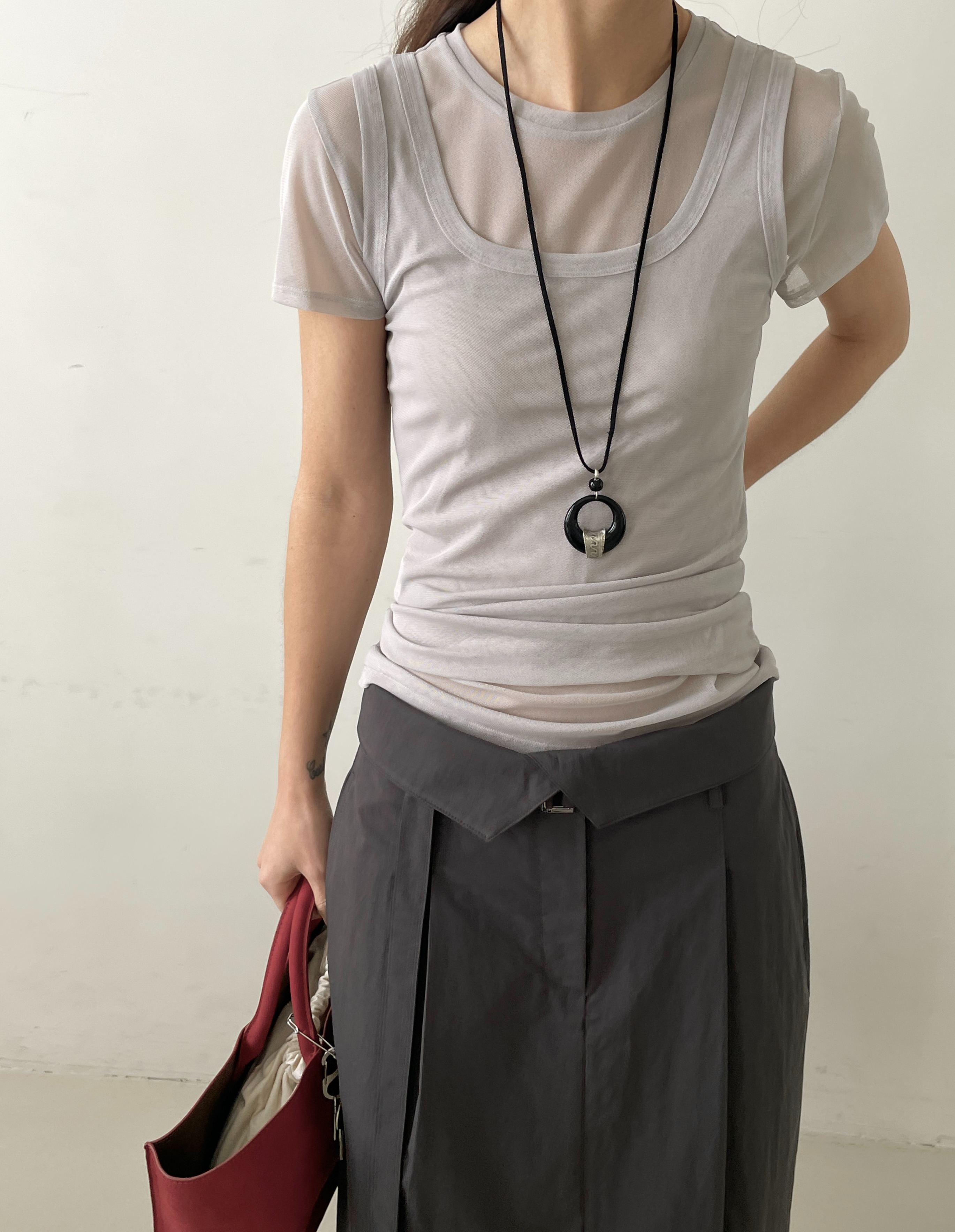 Mesh Basic T-Shirt_GRAY - HAGO(하고)