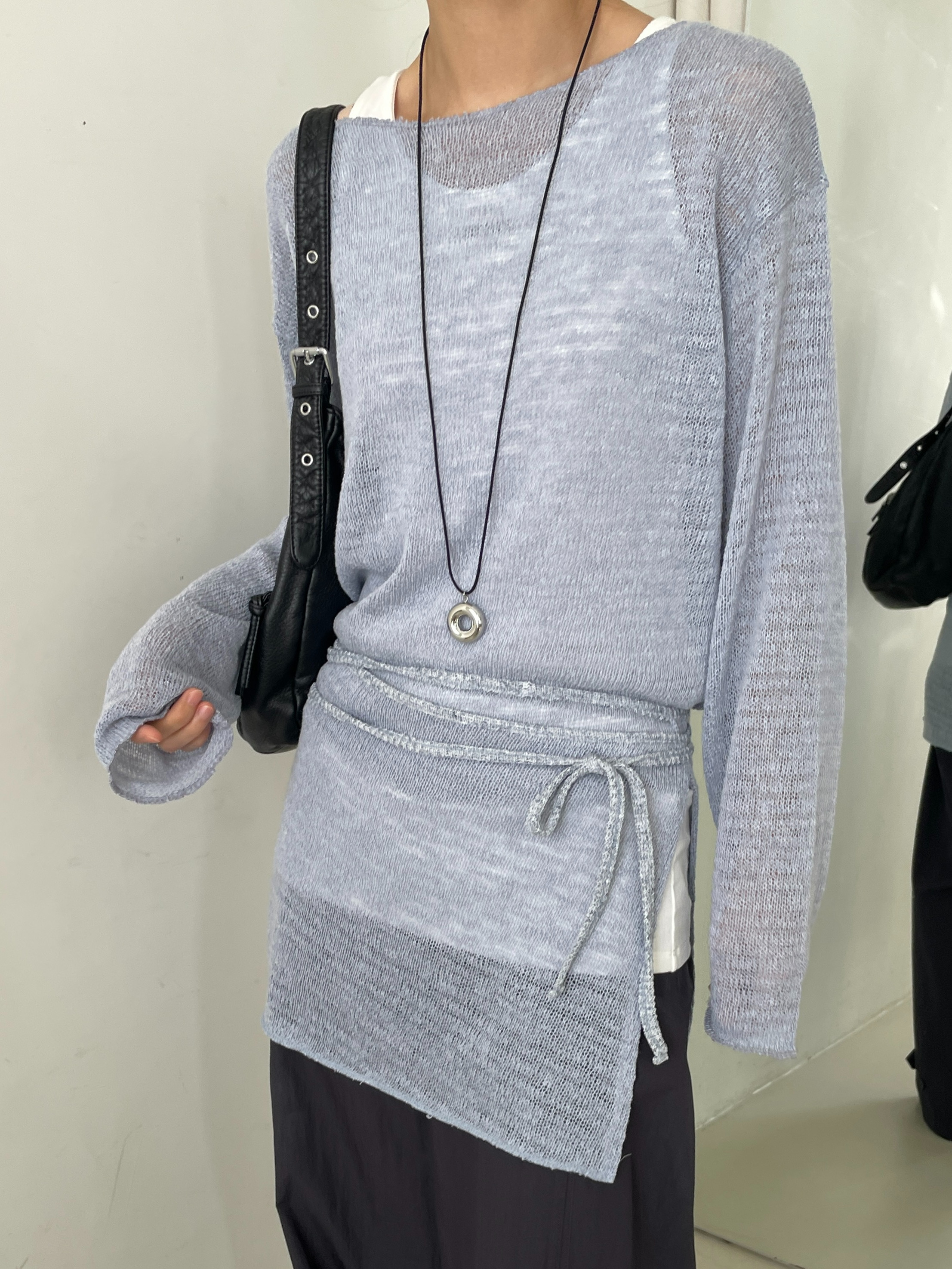 [하고에디트]Slab Knit Layered Wrap Skirt_SKY BLUE - HAGO(하고)