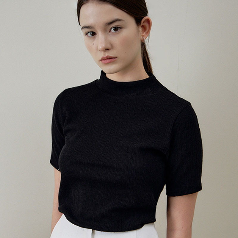 HALF NECK POLA TEE BLACK 하프 넥 폴라 티 블랙 - HAGO(하고)